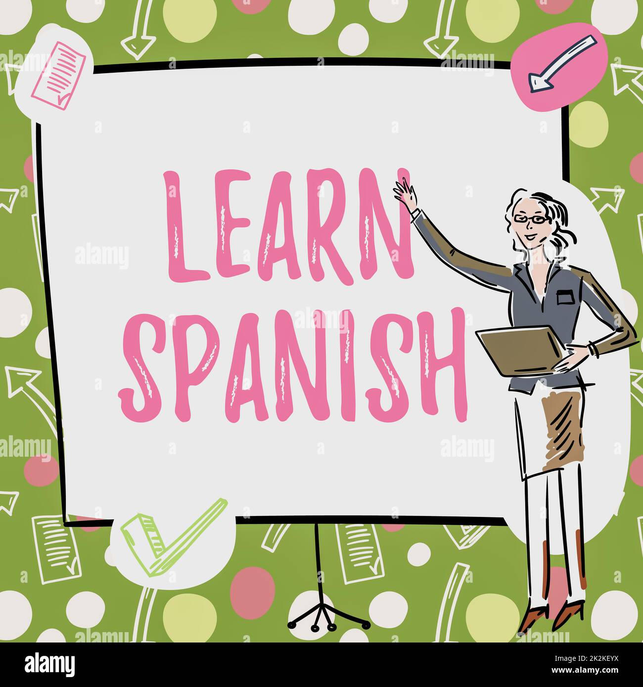Inspiration mit Schild Learn Spanish. Internet Concept Translation ...