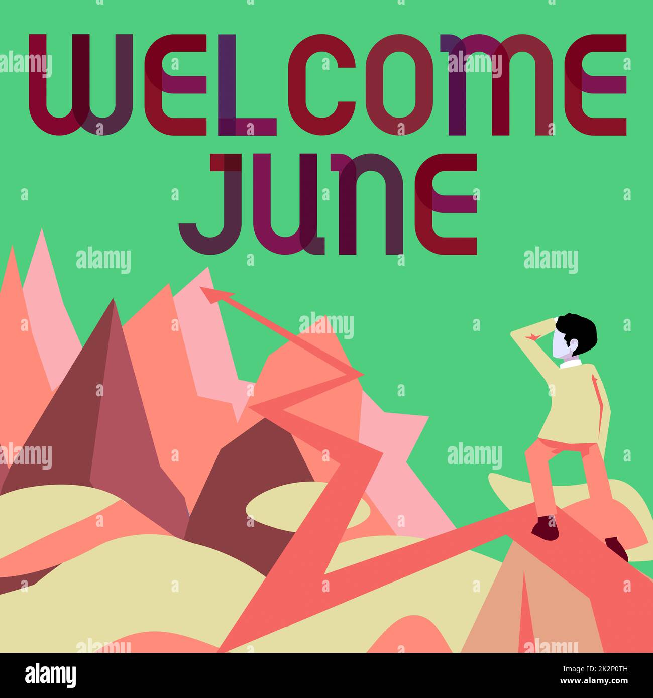 Inspiration mit Schild „Welcome June“. Business Showcase Kalender ...