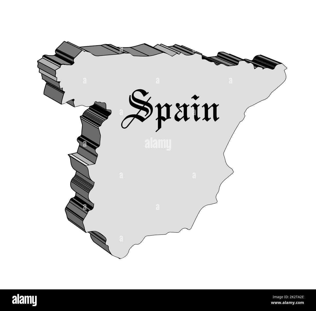Spanien karte umriss Schwarzweiß-Stockfotos und -bilder - Alamy