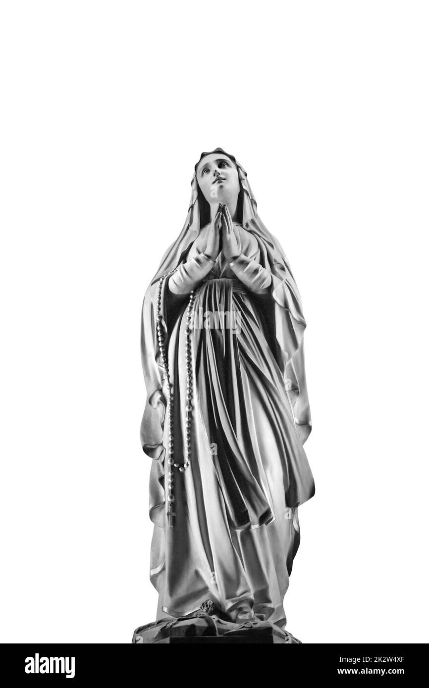 Jungfrau maria statue auf schwarz Schwarzweiß-Stockfotos und -bilder ...