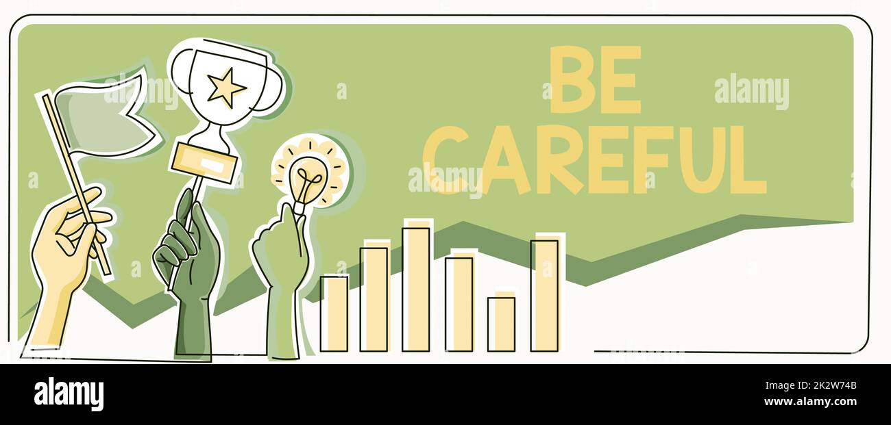 Handschriftlicher Text Sei vorsichtig. Geschäftsidee Vermeiden von ...