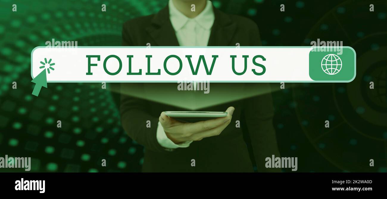 Sign Display Folgen Sie uns, Business-Übersicht, um eine Person oder Gruppe zu seinem ...