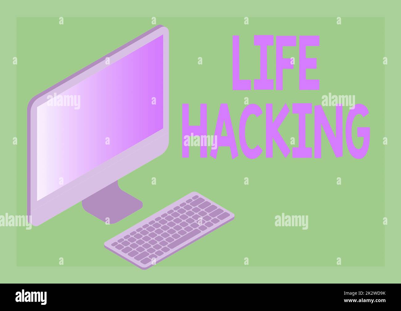 Textzeichen mit Life Hacking. Wort für einfache und clevere Techniken ...