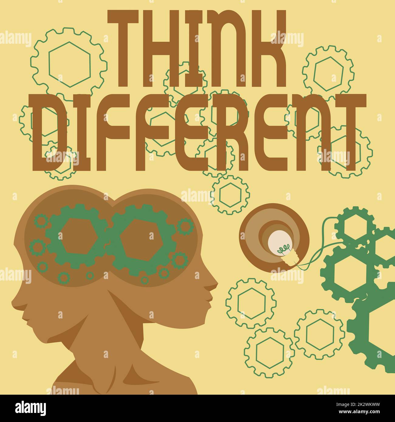 Schild mit „Think Different“. Unternehmensübersicht einzigartig mit Ihren Gedanken oder Ihrer ...