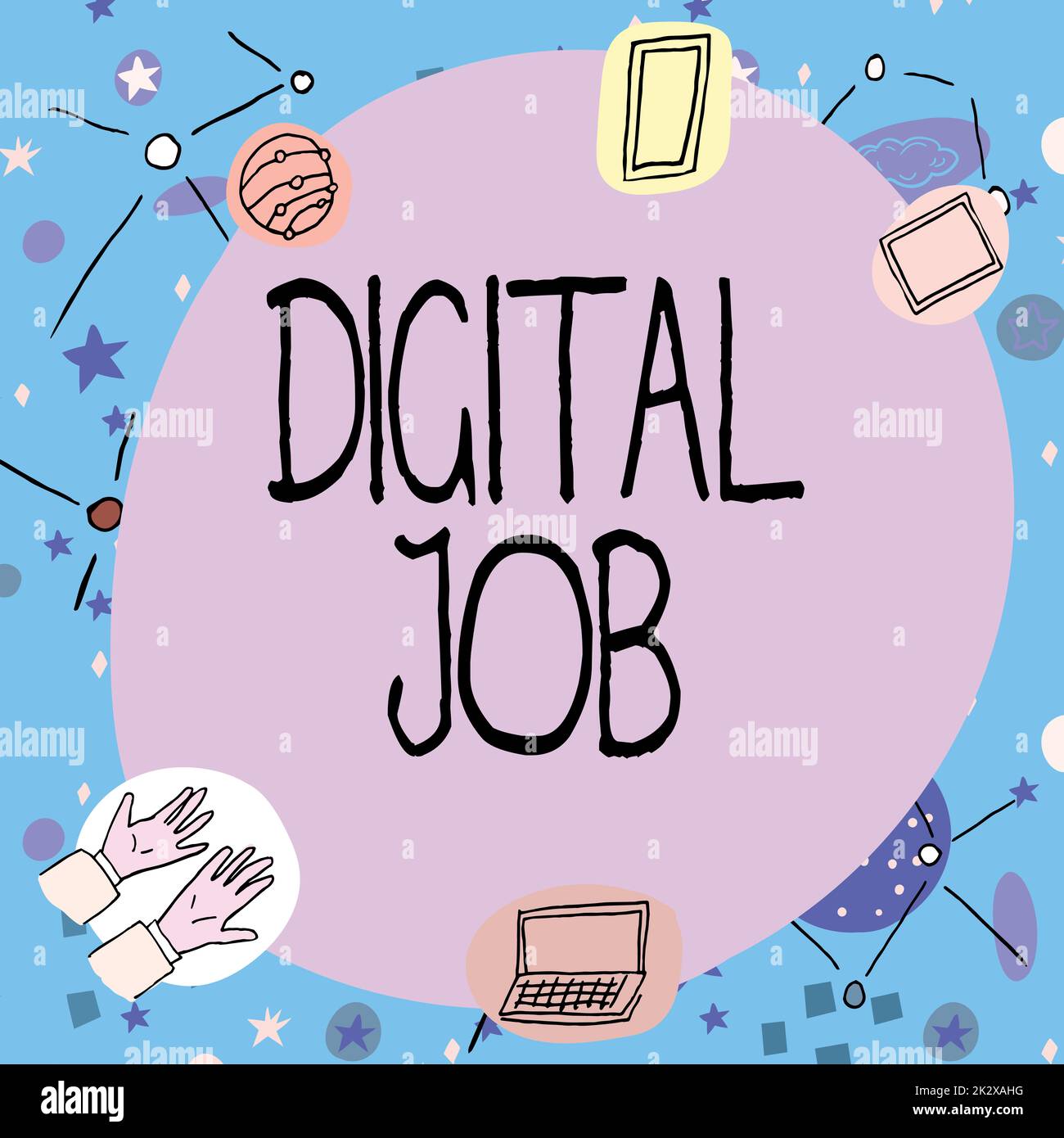 Textzeichen mit digitalem Job. Geschäftskonzept Erledigen Sie bezahlte ...