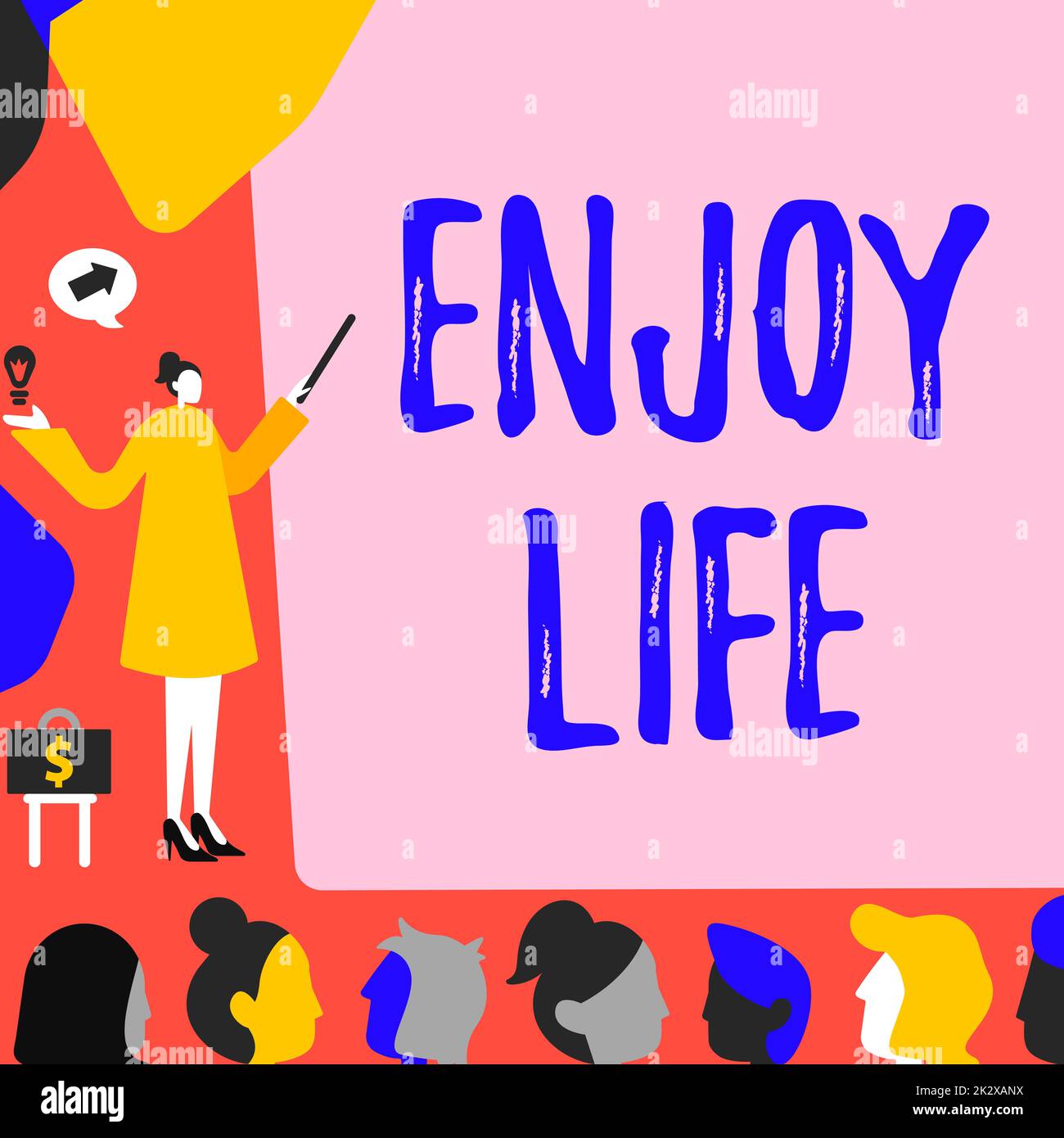 Textunterschrift präsentiert: Enjoy Life. Konzept, das alles, Ort ...