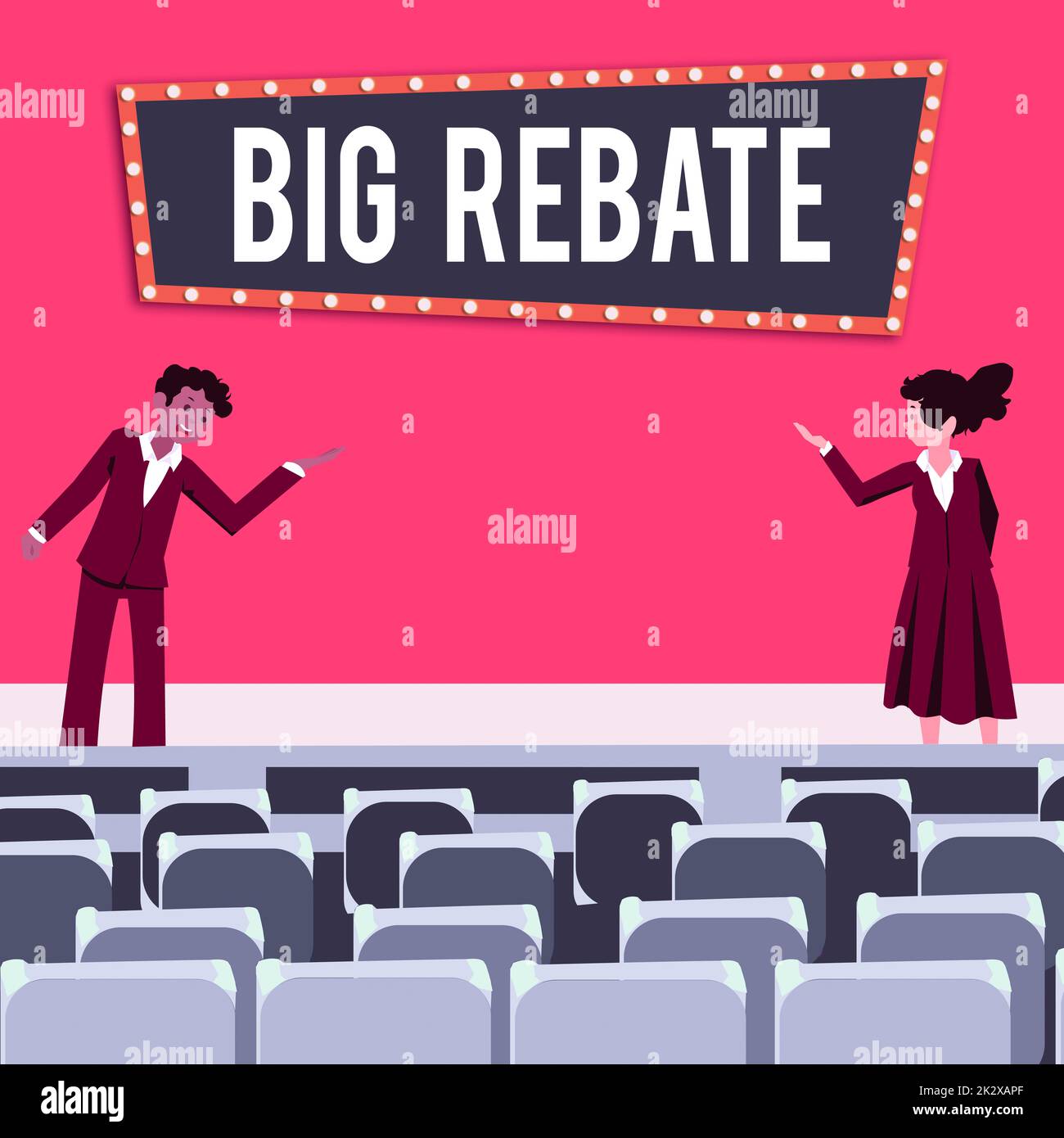 Inspiration mit Schild „Big Rebate“. Geschäftskonzept enorme ...