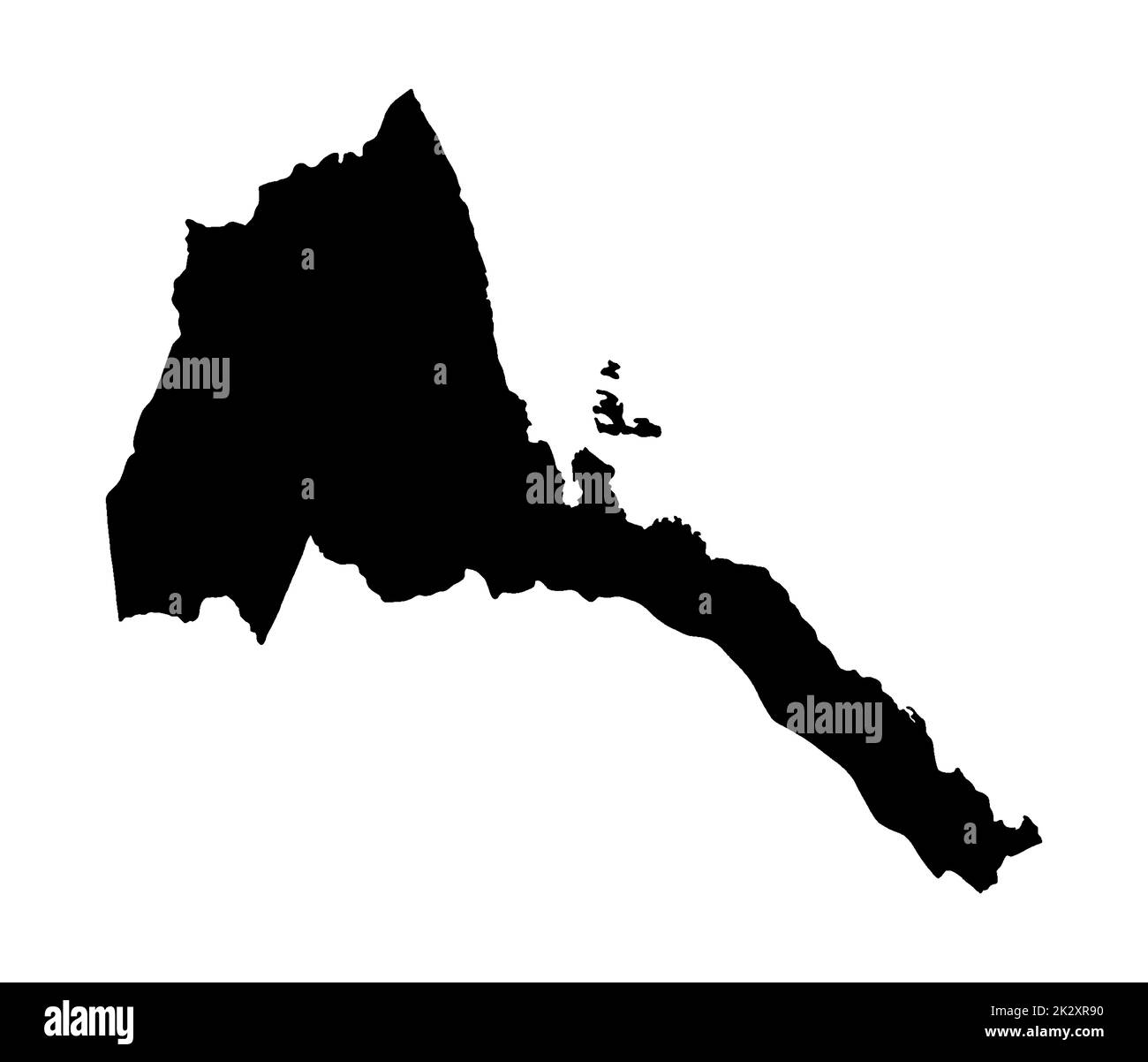 Eritrea das afrikanische Land in Silhouette Umriss über einem weißen ...