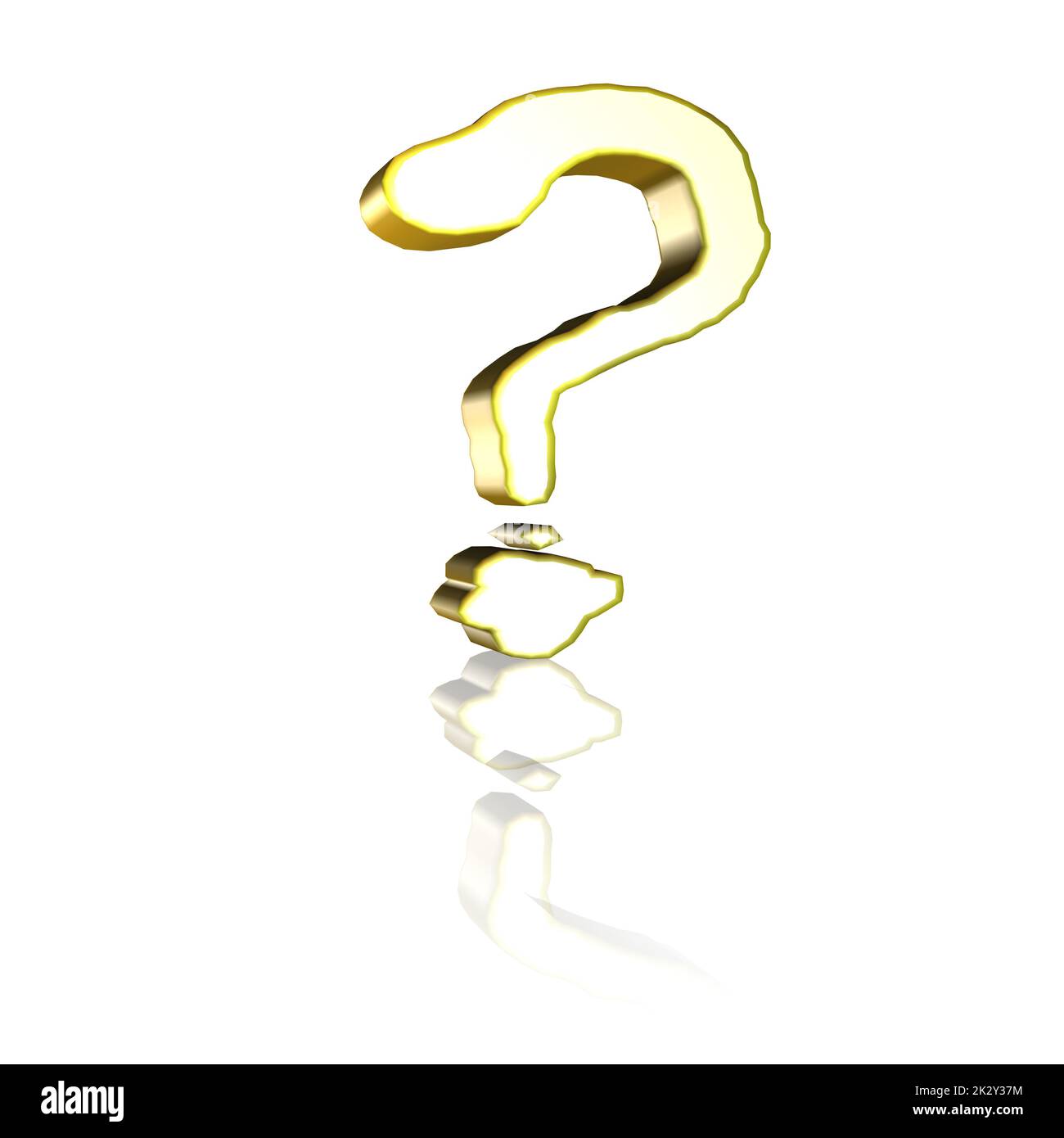 Fragezeichen als Symbol in gelb, Gold auf weißem Hintergrund als 3D ...