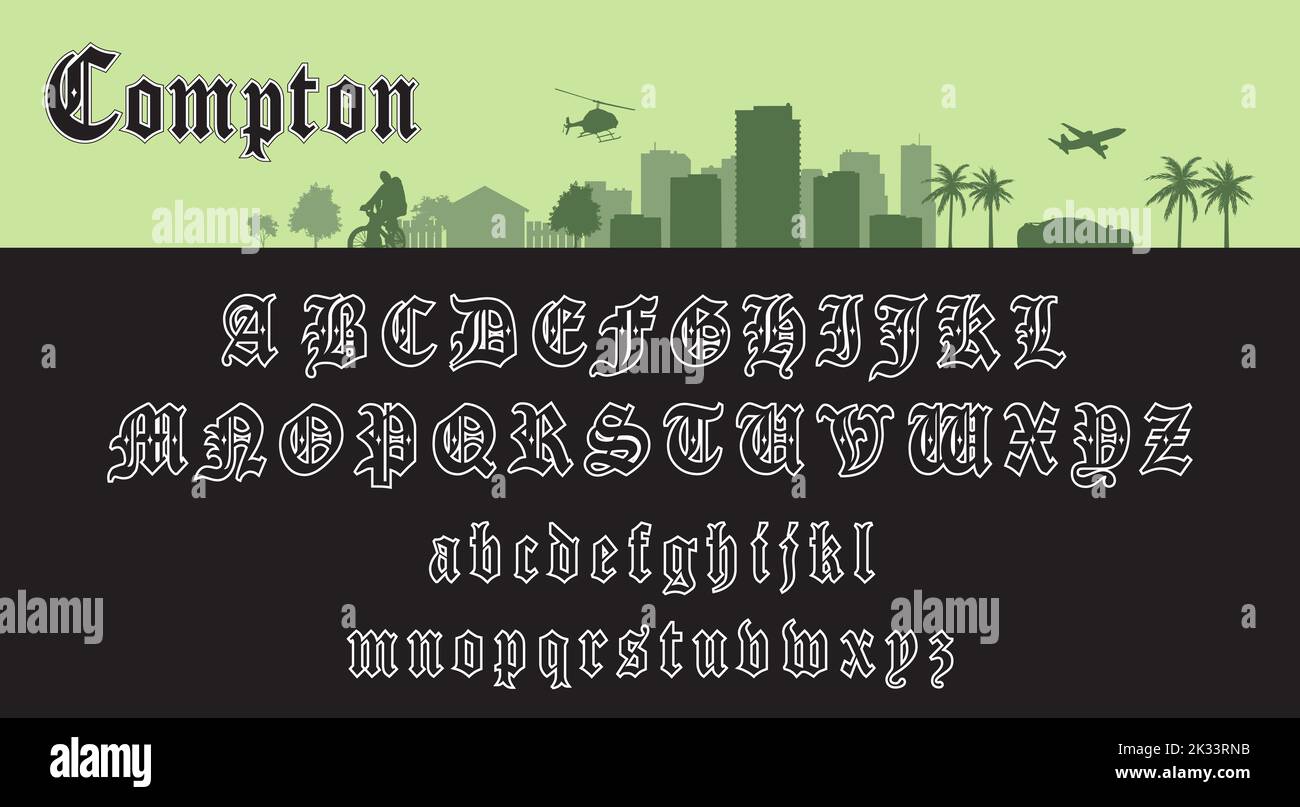 Hip-Hop Gothic Alphabet. Rap-Schriftzug direkt aus compton. Schwarze ...