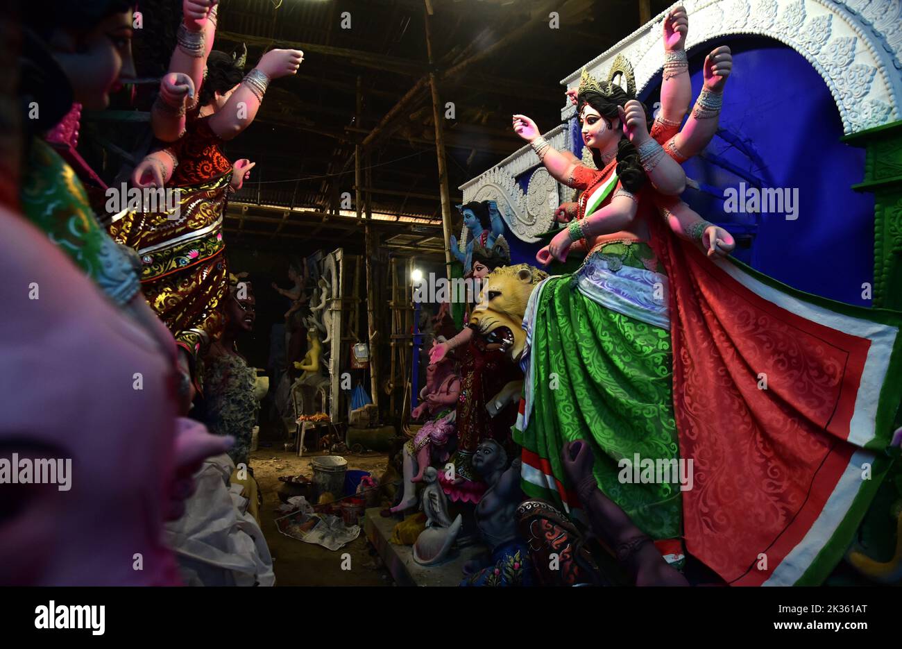 Guwahati, Guwahati, Indien. 24. September 2022. Idol of Godess Durga in ...
