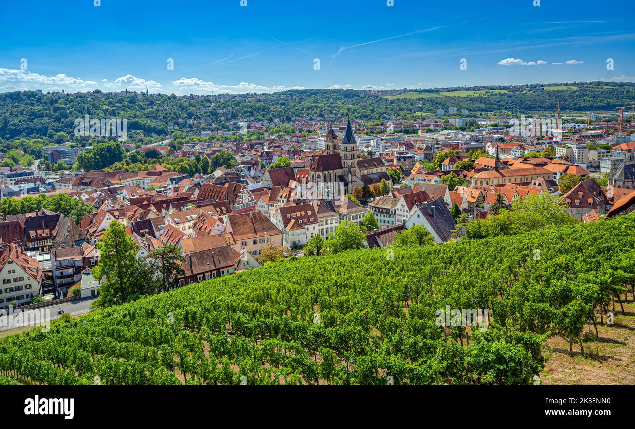Blick vom Schloss auf die Altstadt von Esslingen am Neckar mit der St ...