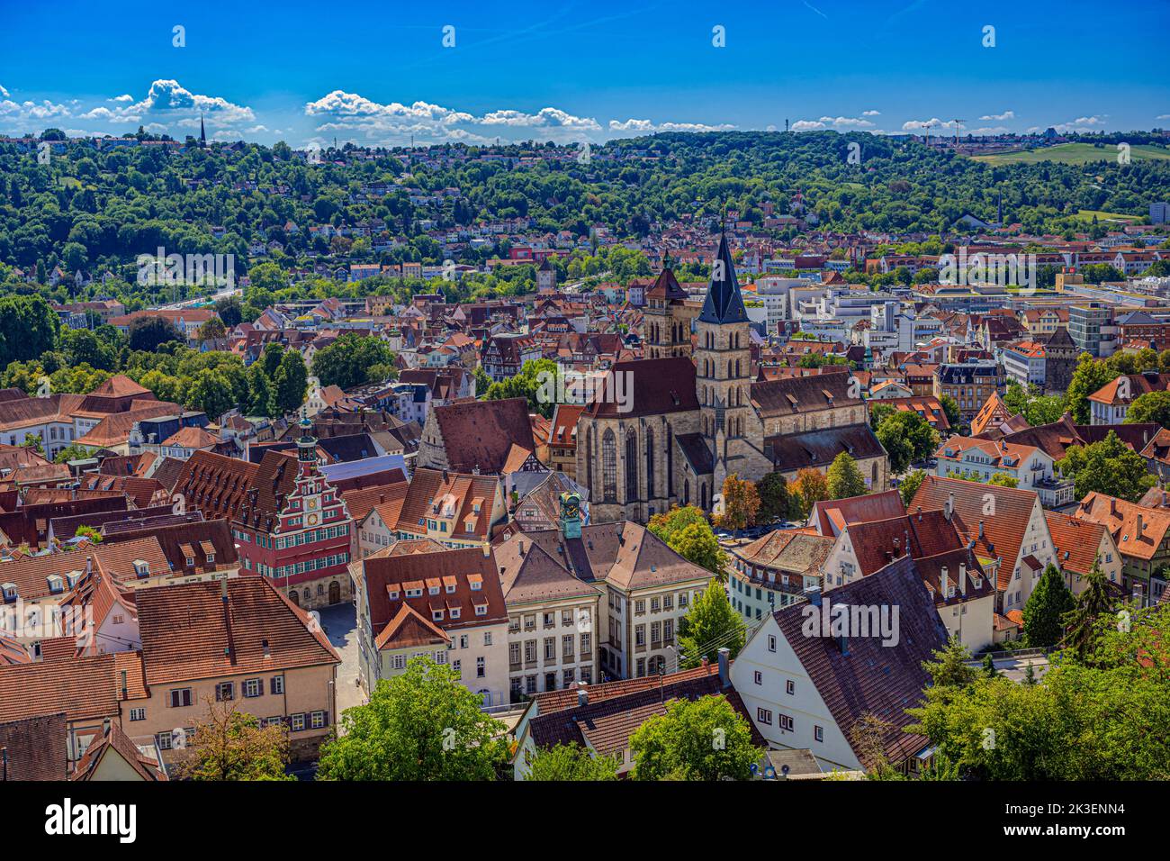 Blick vom Schloss auf die Altstadt von Esslingen am Neckar mit der St ...