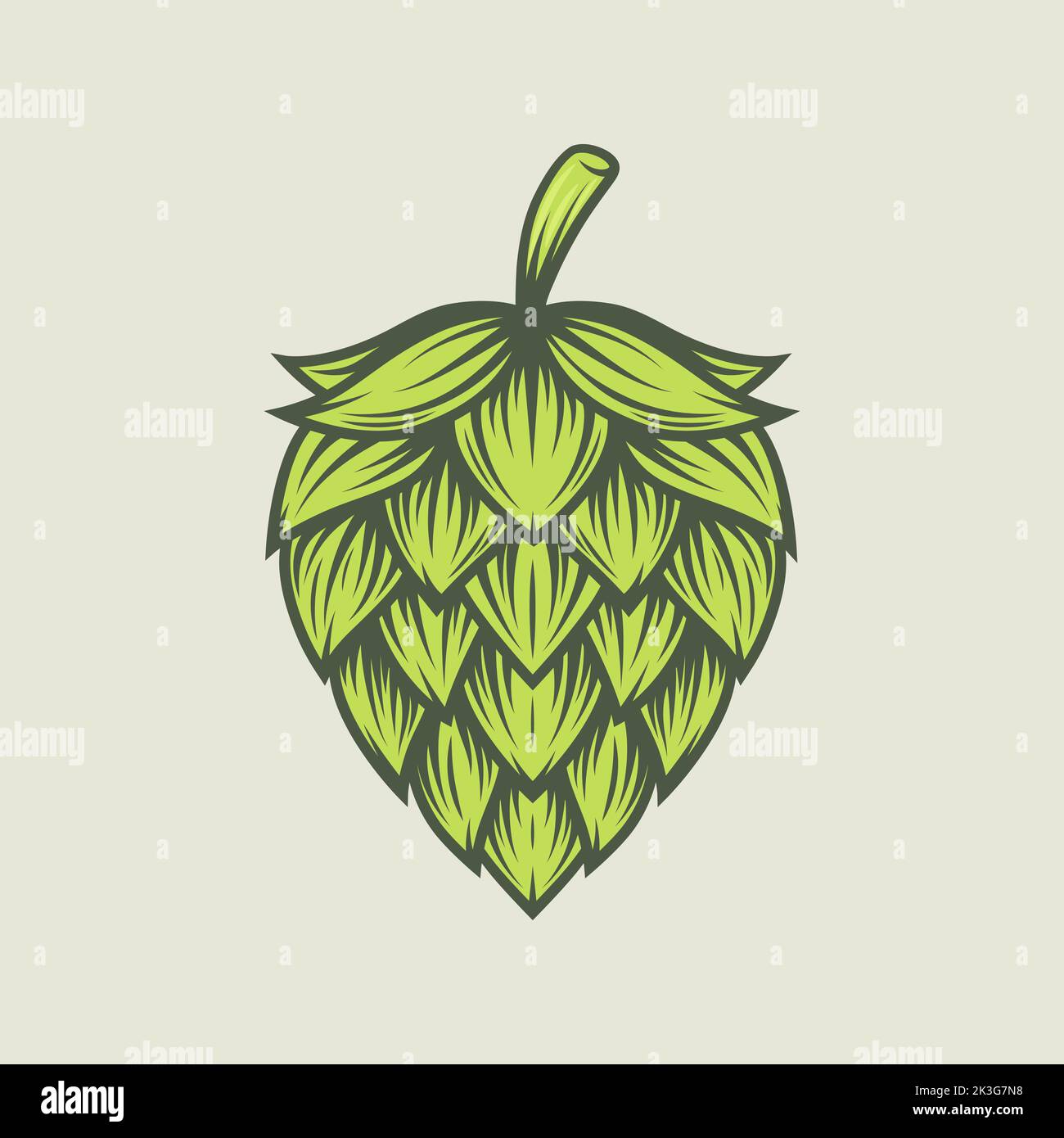 Vektor Green Hand gezeichnet Cartoon Hop Design-Element für Logo, Druck ...