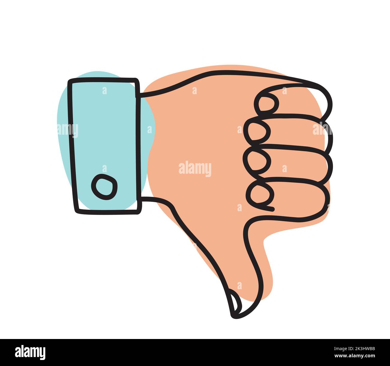 Doodle Daumen nach unten Symbol oder Logo von Hand mit dünnen Linie ...