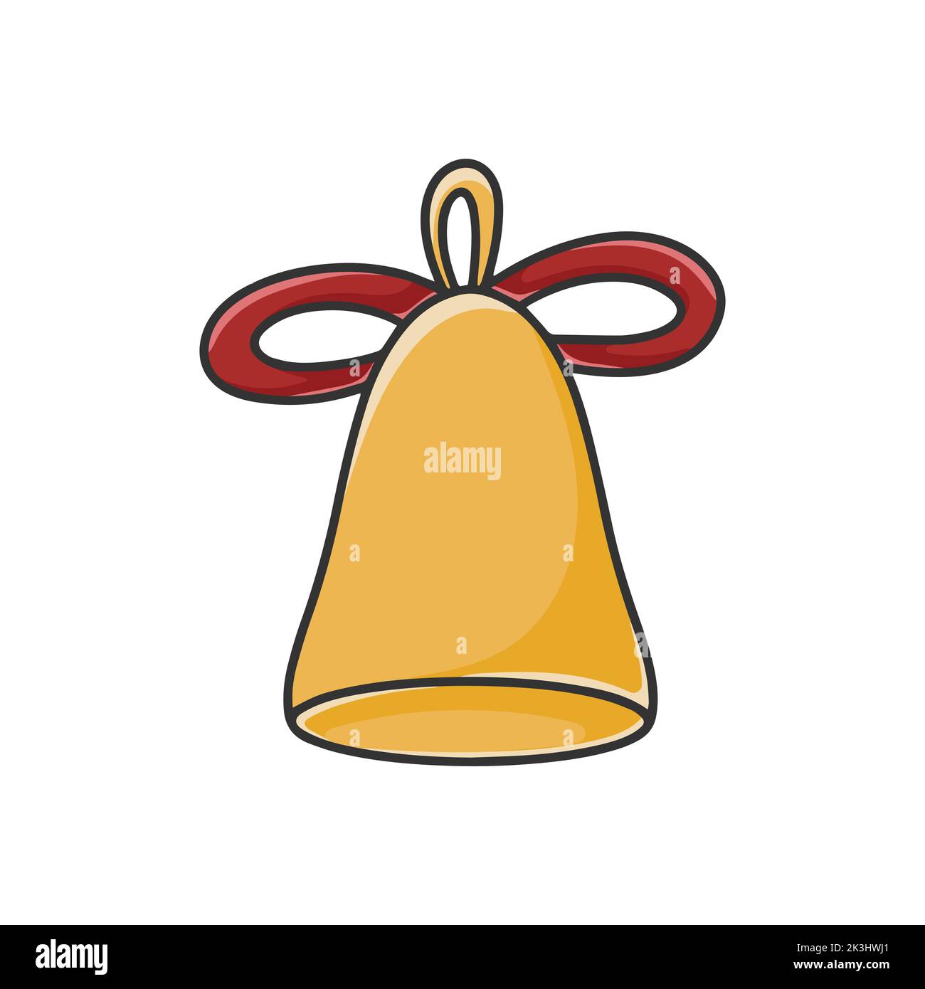 Glocke mit Schleife Cartoon Cliparts verziert. Einfaches Bild gelbe ...