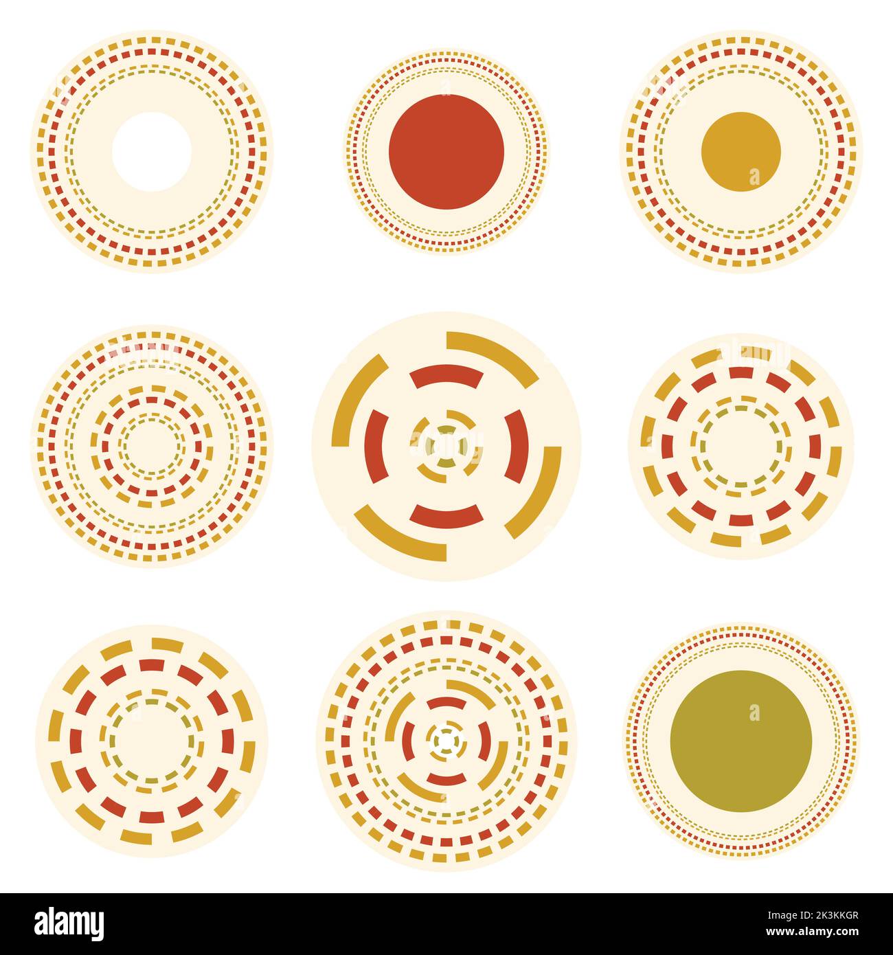 Geometrische Ikone der Aborigines. Ethnische Tribal abgerundeten ...