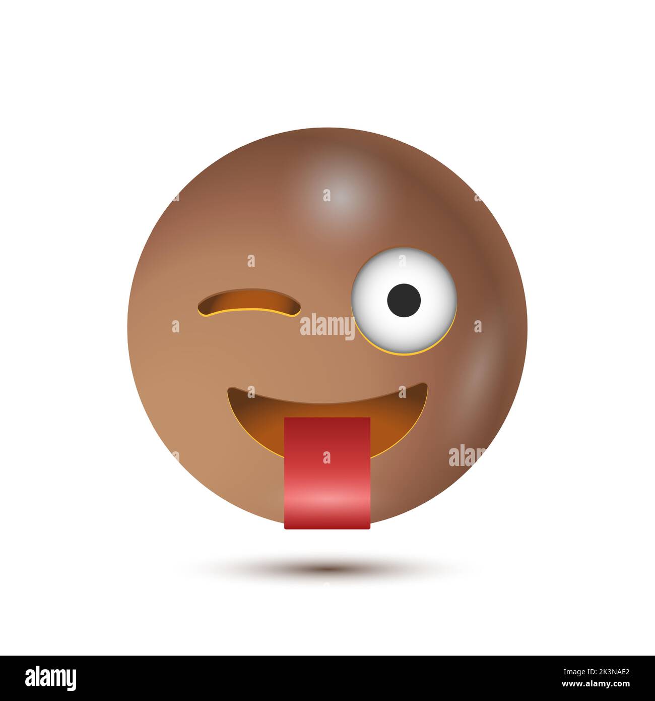 Verrückte, ausgestreckte Zunge winkend Auge. Lustige gelbe Emoticon ...