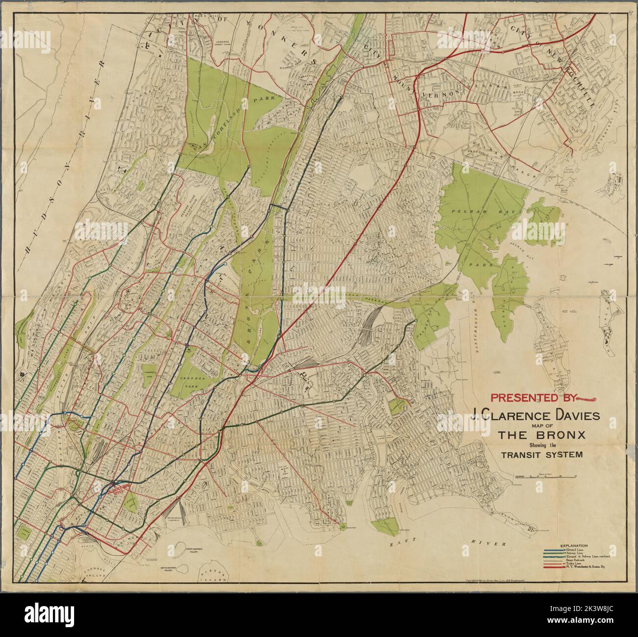 Karte der Bronx, zeigt das Transitsystem. 1922. Kartografisch. Karten ...