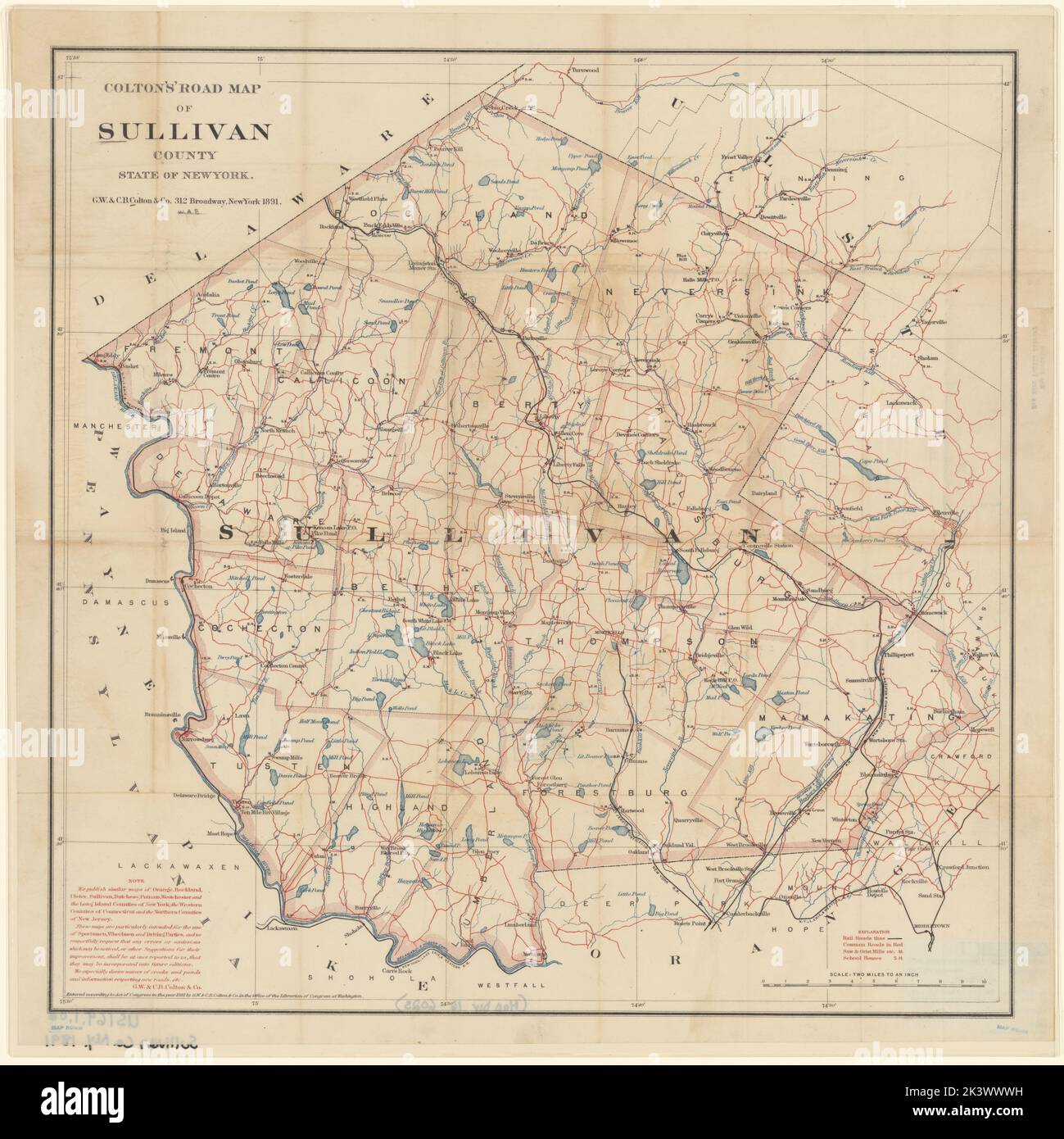 Colton's Road map of Sullivan County, State of New York Road map of ...