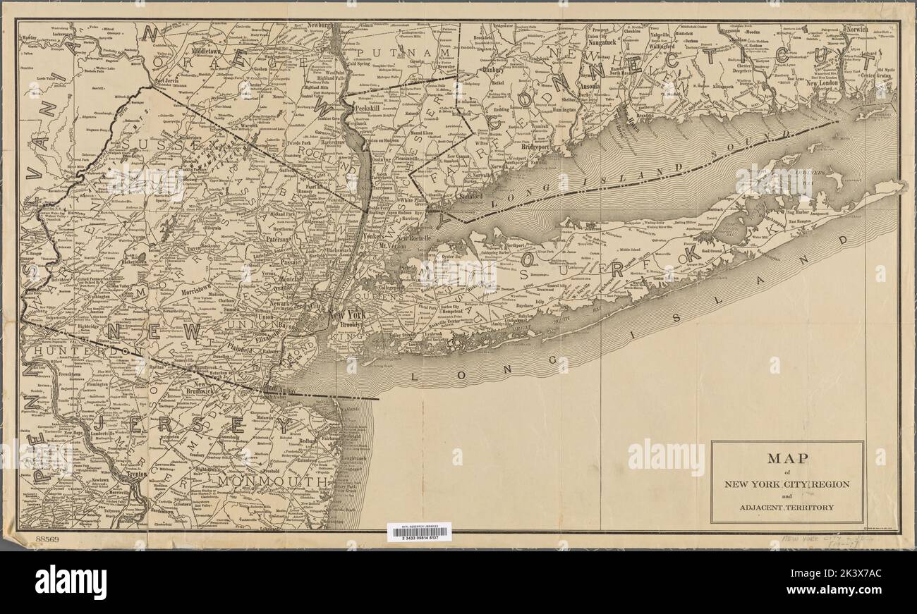 Karte der Region New York City und des angrenzenden Territoriums. 1900 ...