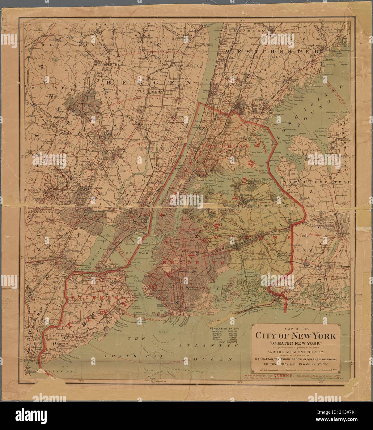 Karte der Stadt New York: 'Greater New York' (Gesetz verabschiedet am ...