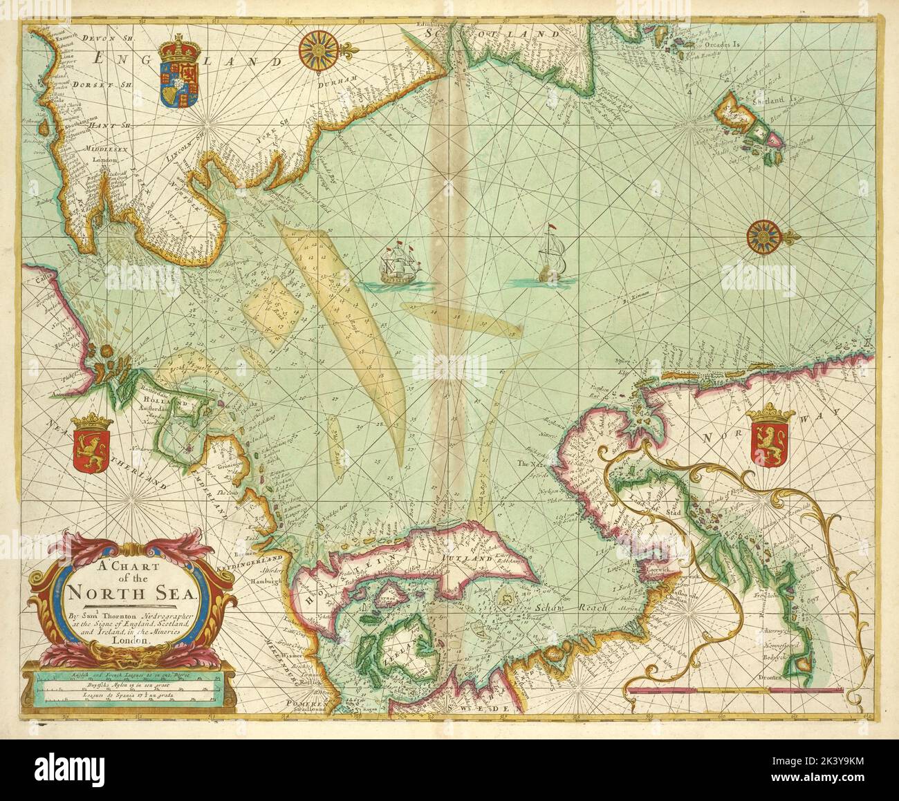 Die Karte der NORDSEE 1702 - 1707. Kartografisch. Karten, Seekarten ...