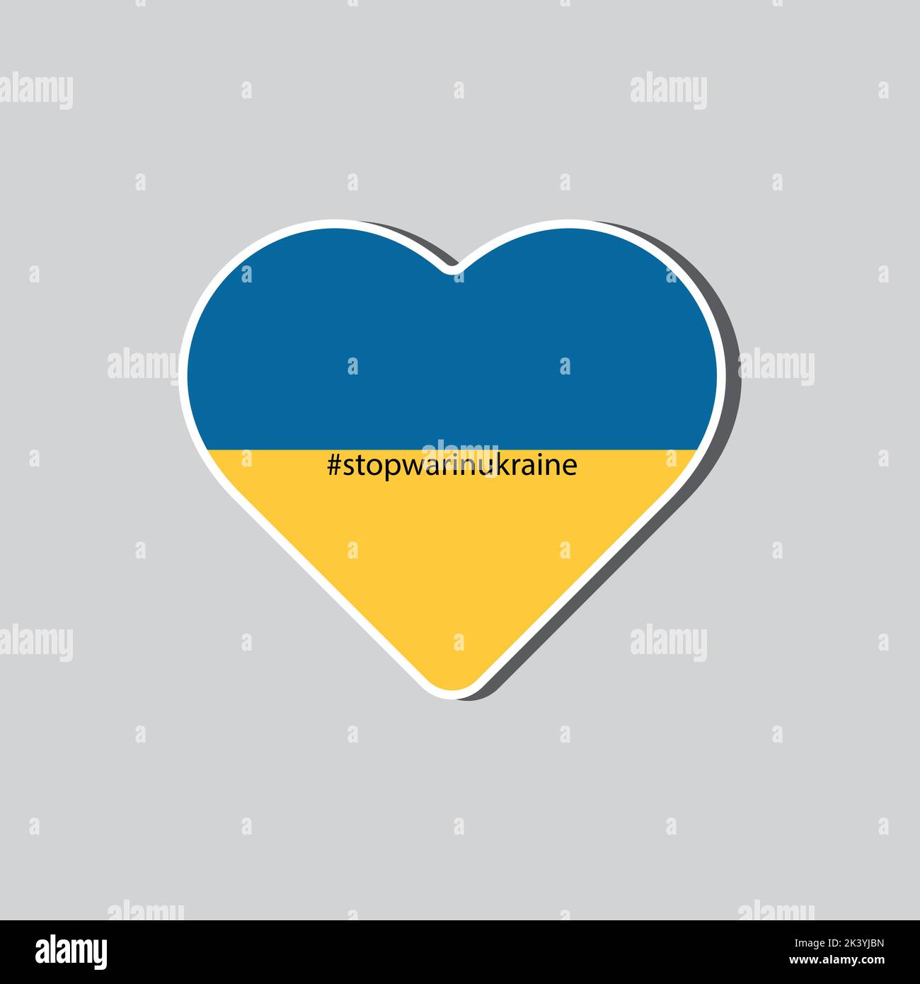 Abbildung in gelb-blauen Farben des Staates Ukraine, in Form eines ...