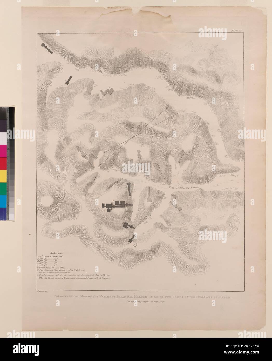 Topographische Karte des Tals von Biban el Malook Biban el-Muluk, in ...