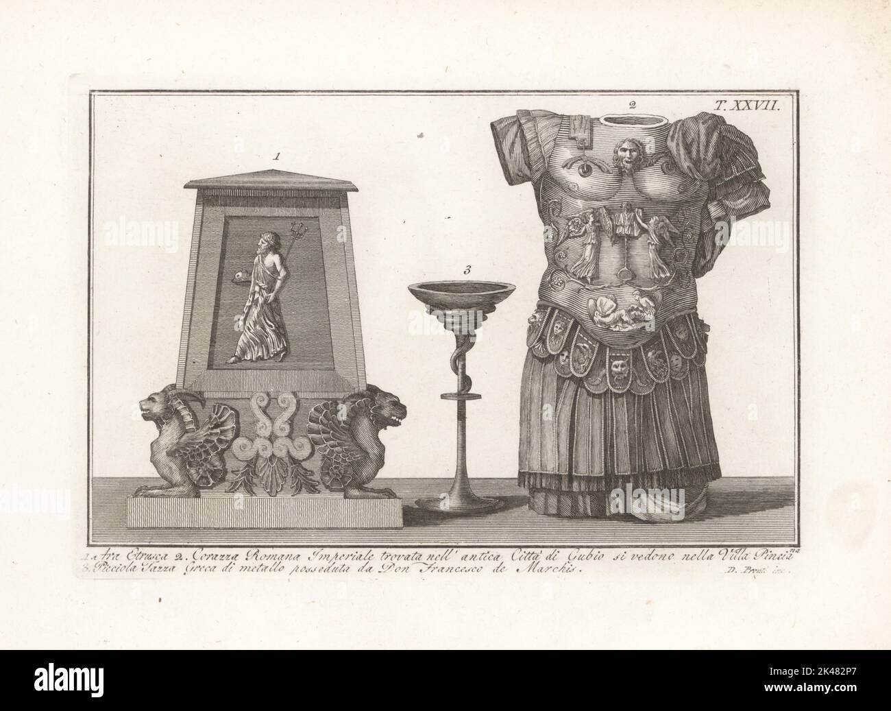 Etruskischer Altar mit Neptun- und Chimäre 1, kaiserliches römisches ...