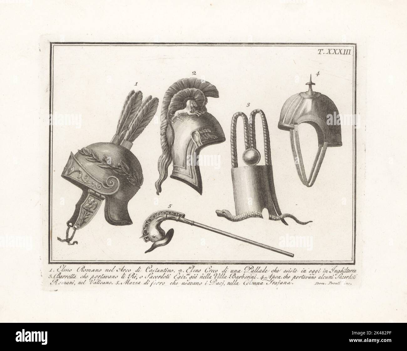 Römischer Helm aus dem Konstantinsbogen 1, griechischer Pallas-Helm 2 ...