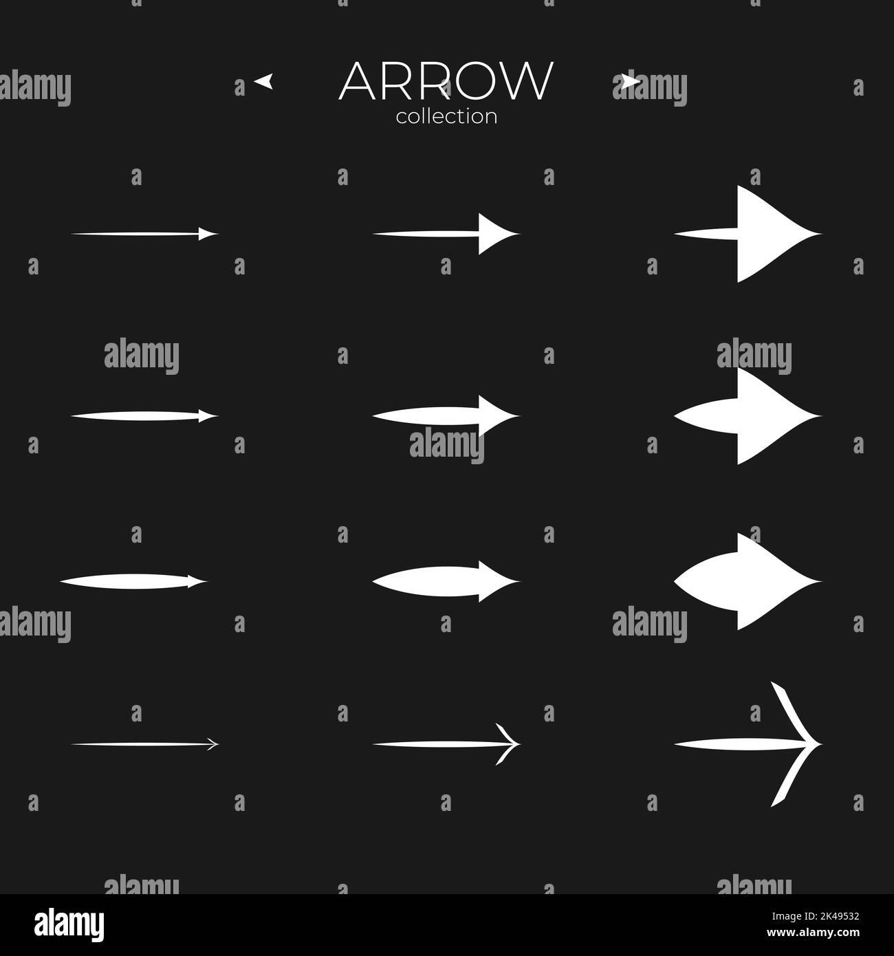 Hochwertiger Pfeilsatz. Pfeilsymbole eingestellt. Pfeilschaltfläche für ...