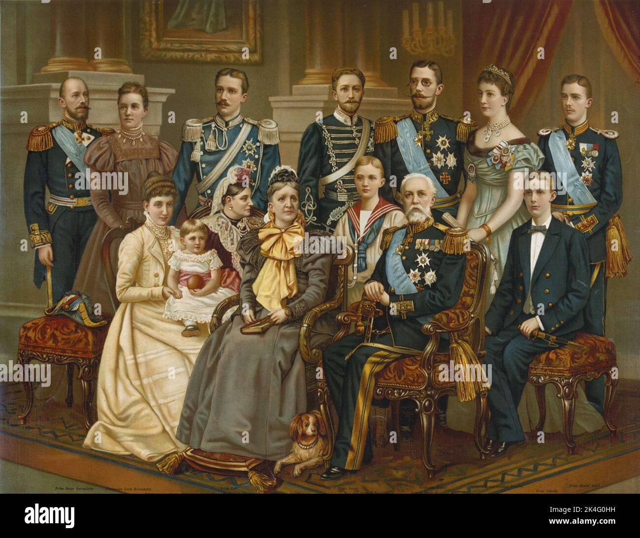 Oscar II. Und seine Familie, ca. 1900. Von links stehend: Prinz Oscar ...