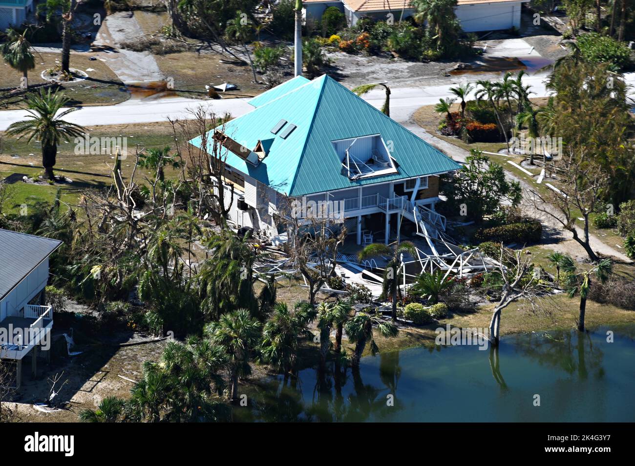 Sanibel Island, Usa. 01. Oktober 2022. Luftaufnahmen der beschädigten ...