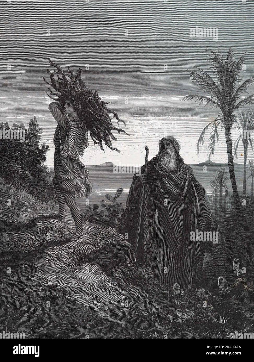 Sakrifise von Isaak. Illustration von Gustave Dore aus der dritten ...