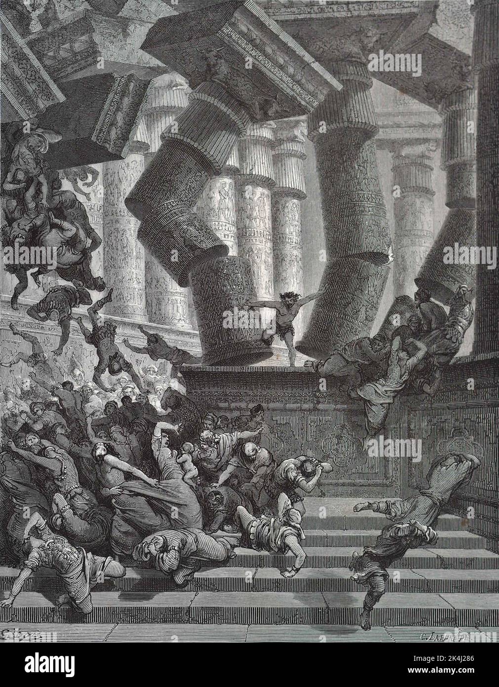 Tod von Samson. Illustration von Gustave Dore aus der dritten Ausgabe ...