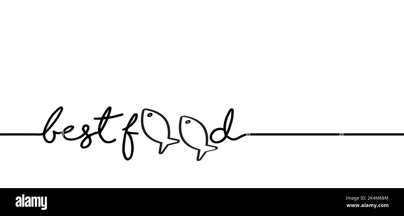 Slogan Best Food mit dem Buchstaben o als Fisch. Fischsymbol oder ...