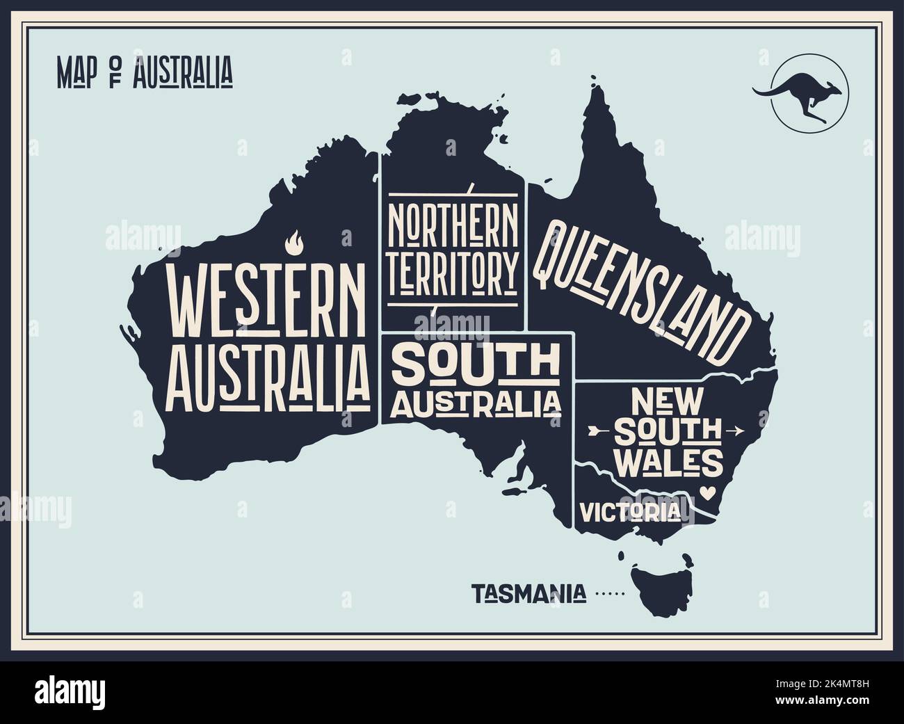 Karte Australien. Posterkarte von Australien. Drucken von Australien ...