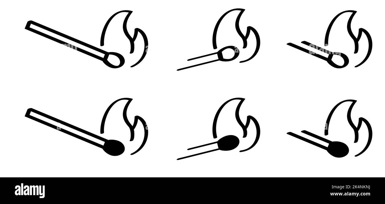 Streichholz, luziferes Zeichen. Raucher-, Feuer- oder Flammenlogo ...