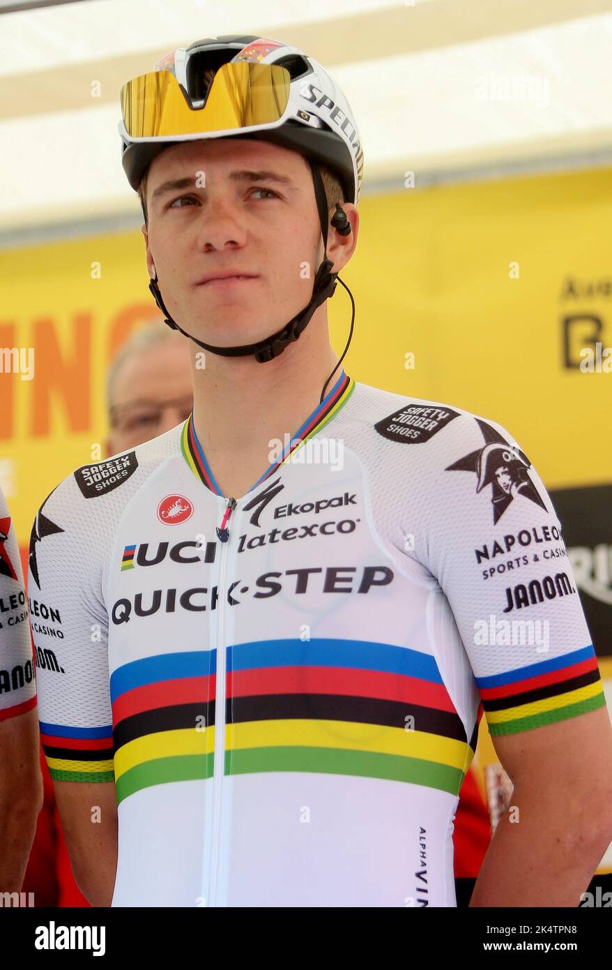 Remco Evenepoel vom Quick Step Alpha Vinyl Team beim Binche - Chimay ...