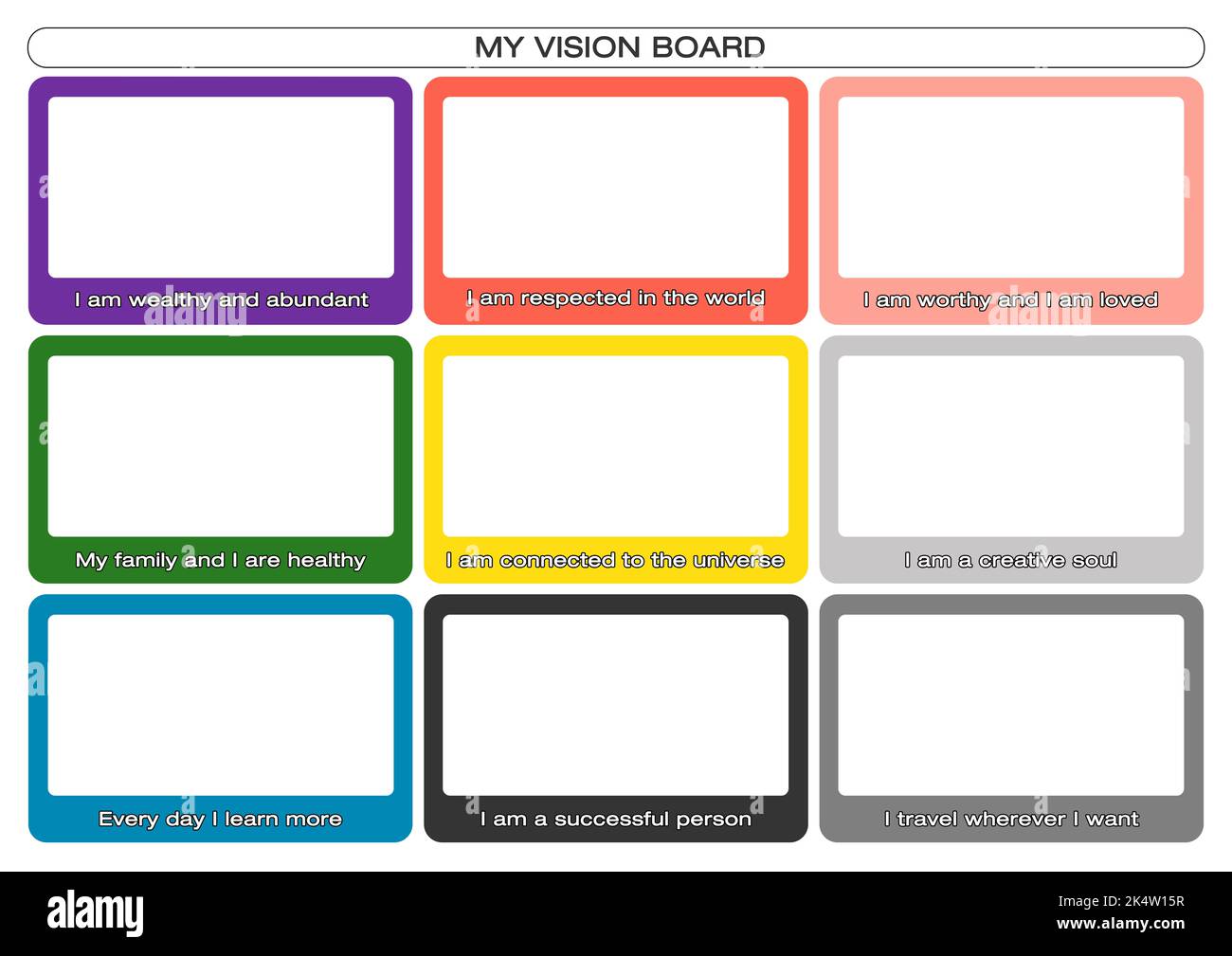 Vision Board Empty Layout, Feng Shui Syle Frame Format, Dream Board ...