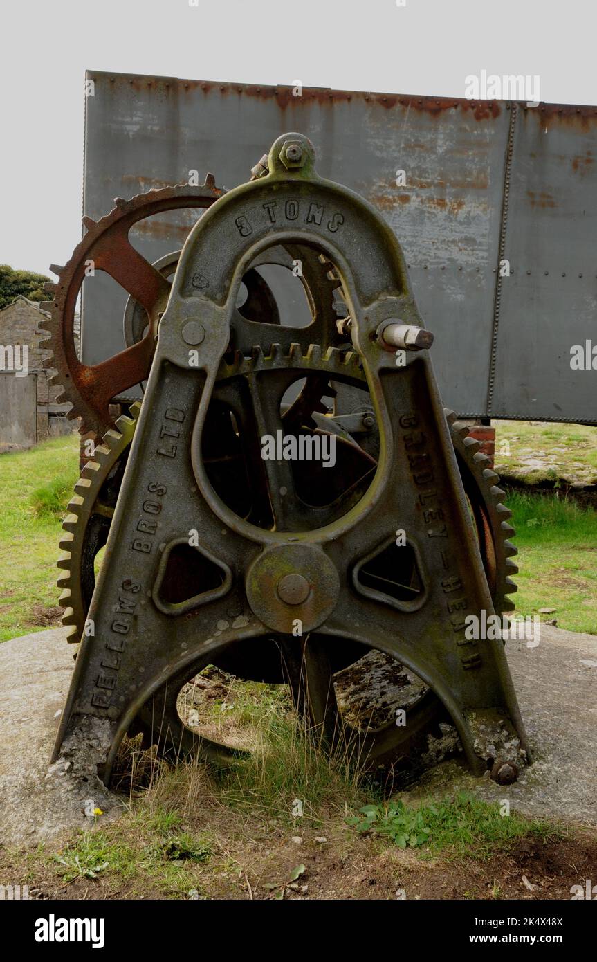 Eine Winde bei der Magpie Mine im Peak District von Derbyshire. Die ...