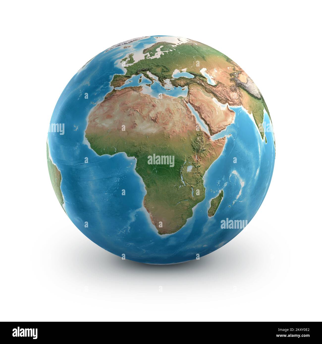 Physische Erdkugel, sehr detailliert, konzentriert auf Afrika, den ...