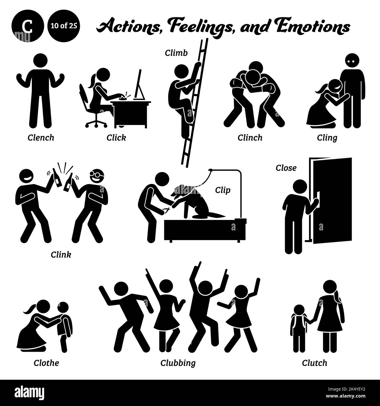 Strichmännchen Menschen Menschen Aktion, Gefühle, und Emotionen Symbole ...