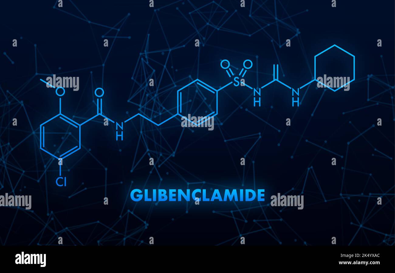 Glibenclamide Konzept chemische Formel Icon Label, Text Schriftart ...