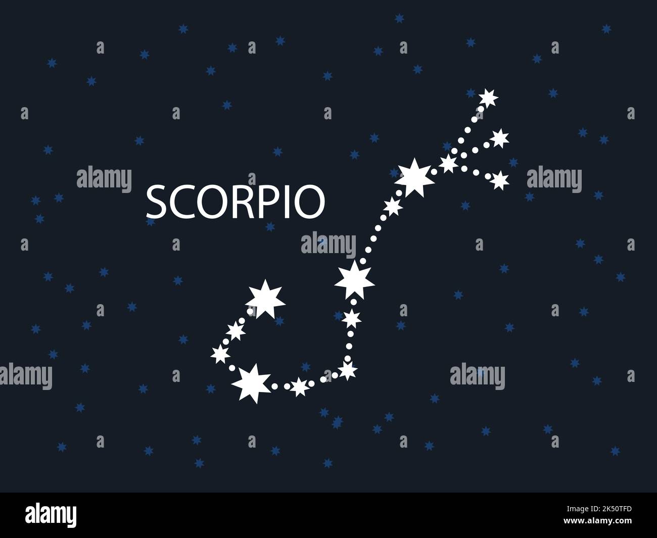 Skorpion-Horoskop-Symbol. Sternbild mit Sternen. Karte „Nachthimmel ...