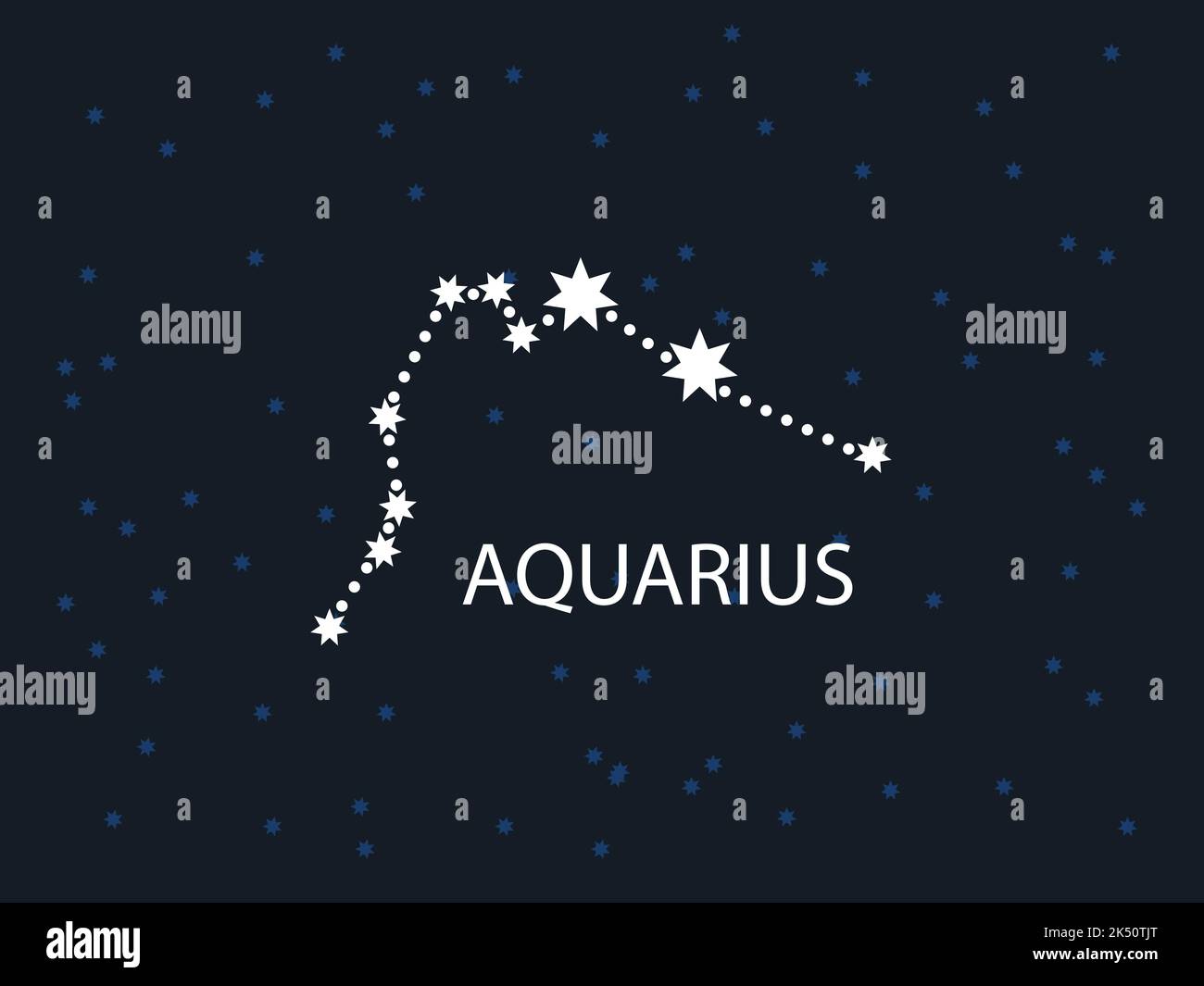 Wassermann-Horoskop-Symbol. Sternbild mit Sternen. Karte „Nachthimmel ...