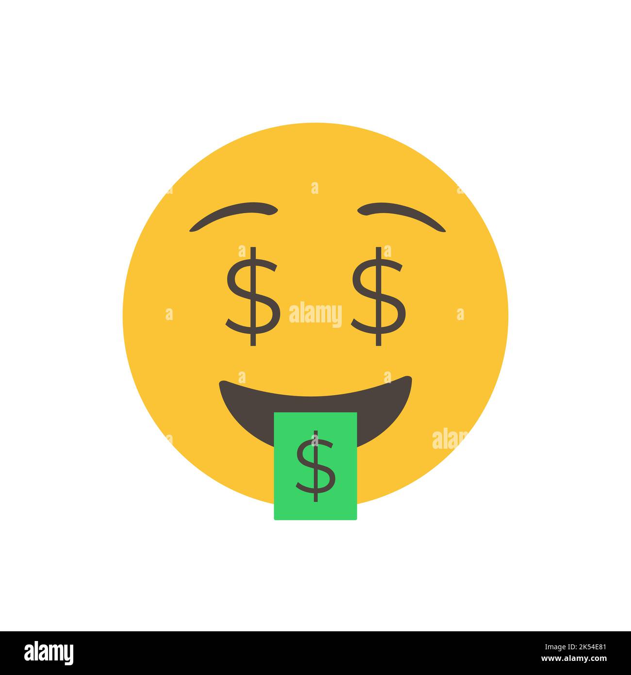 Geld Mund Gesicht, Dollar Zeichen Augen, Geld Gesicht. Vektorgrafik ...