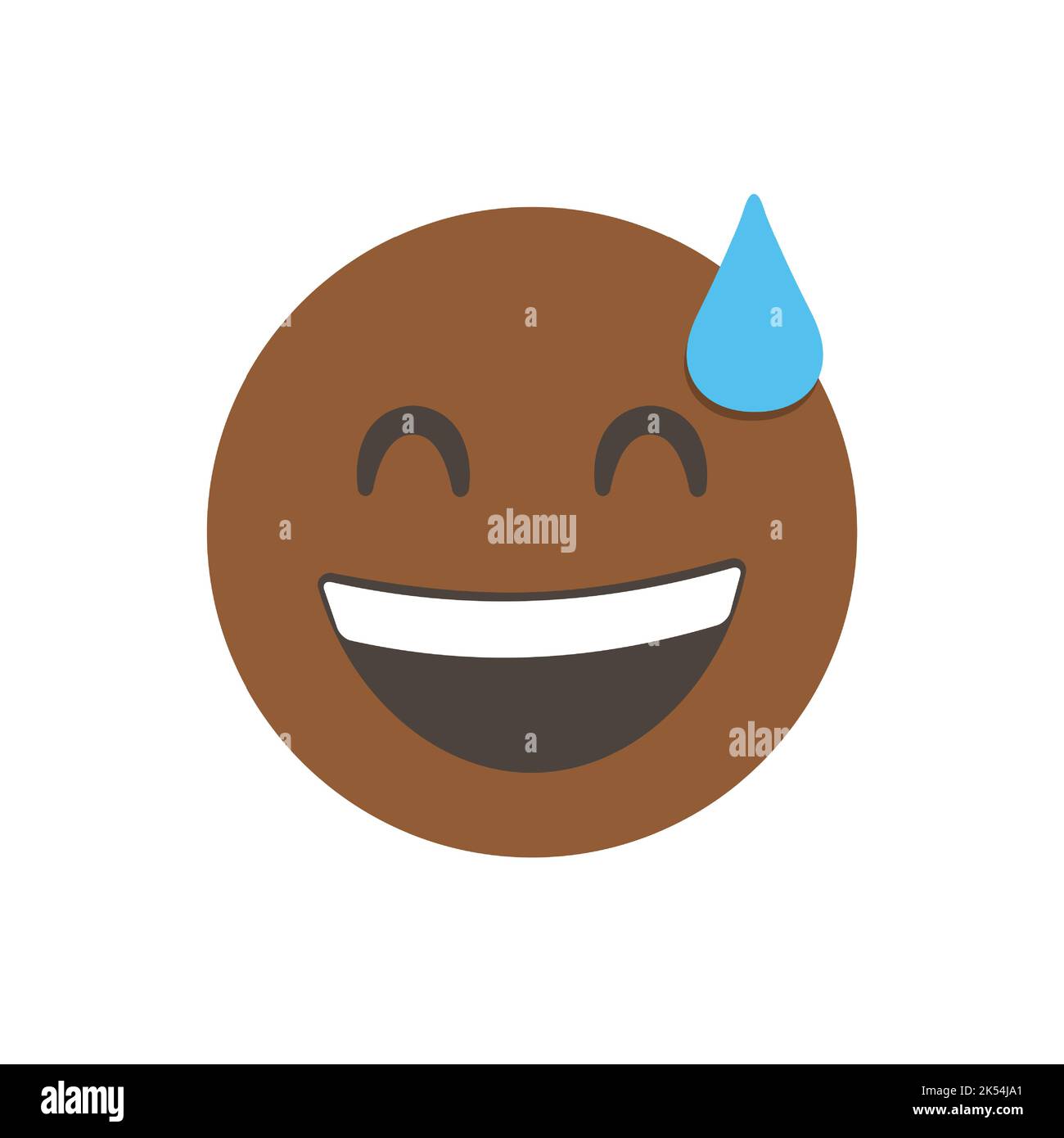 Puh Emoji, grinsend Gesicht mit Schweiß, Erleichterung Emoji. 3D ...