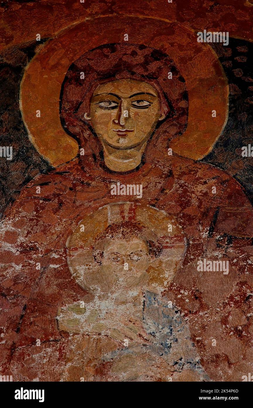 Madonna und Kind. Fresko, gemalt in den 1200s Jahren und bekannt als Madonna del Popolo (Madonna ...